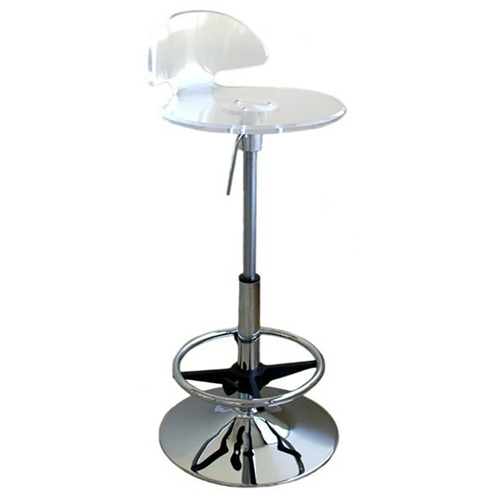 Adjustable w/ Back Clear Acrylic Barstool | Quest Events