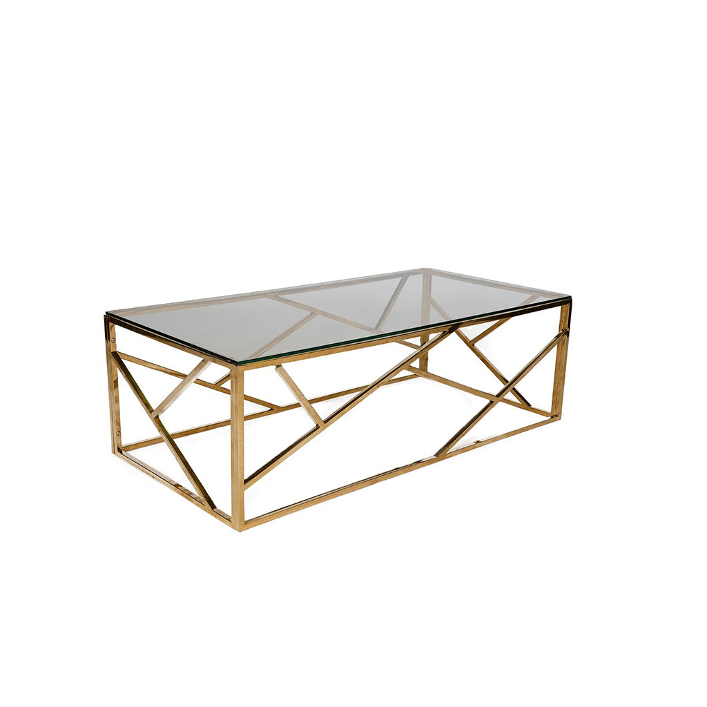 Nova Gold Glass Top Coffee Table | Quest Events