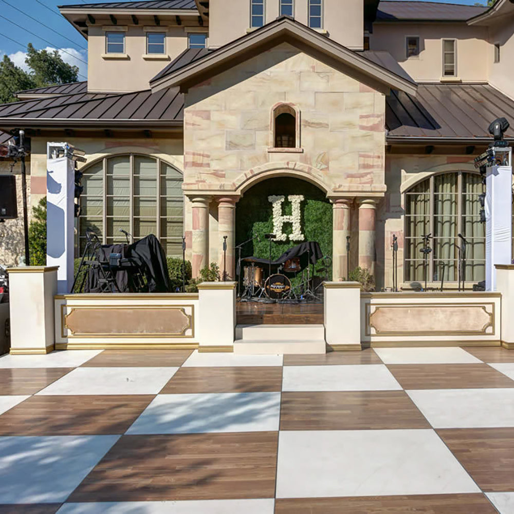 Texas Plank & Vinyl Cream Dance Floor - 4' x 4' Panel | Quest Events